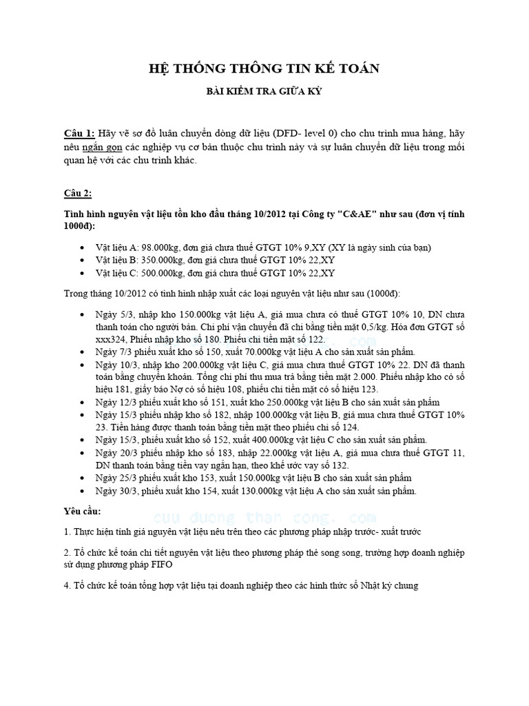 He-Thong-Thong-Tin-Ke-Toan - Pham-Duc-Cuong - Kiem-Tra-Giua-Ky - (Cuuduongthancong - Com) | PDF