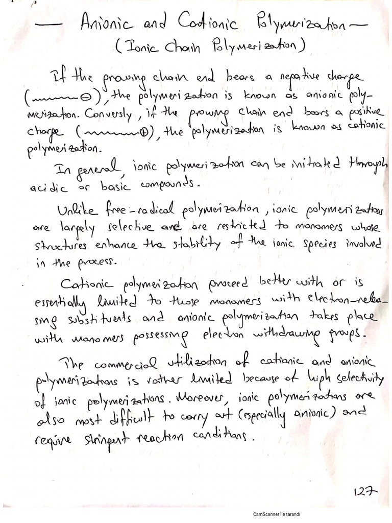 Ionic Chain Polymerization | PDF