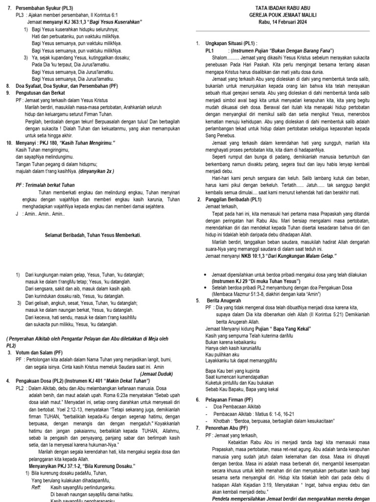 Tata Ibadah Rabu Abu | PDF