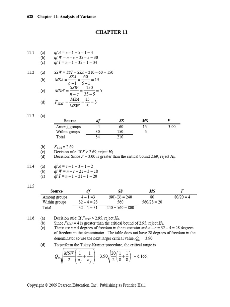 BBS11 ISM Ch11 | PDF | Analysis Of Variance | P Value