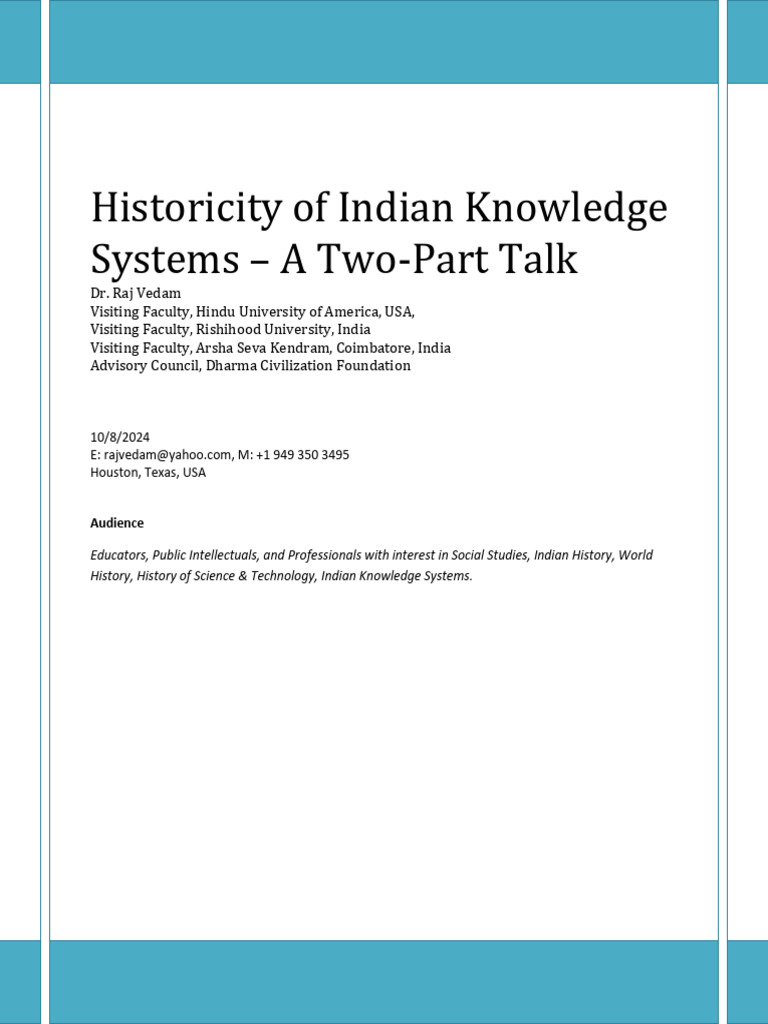 Historicity of IKS Two Part Talk_2024-2 | PDF | Knowledge | Mathematics