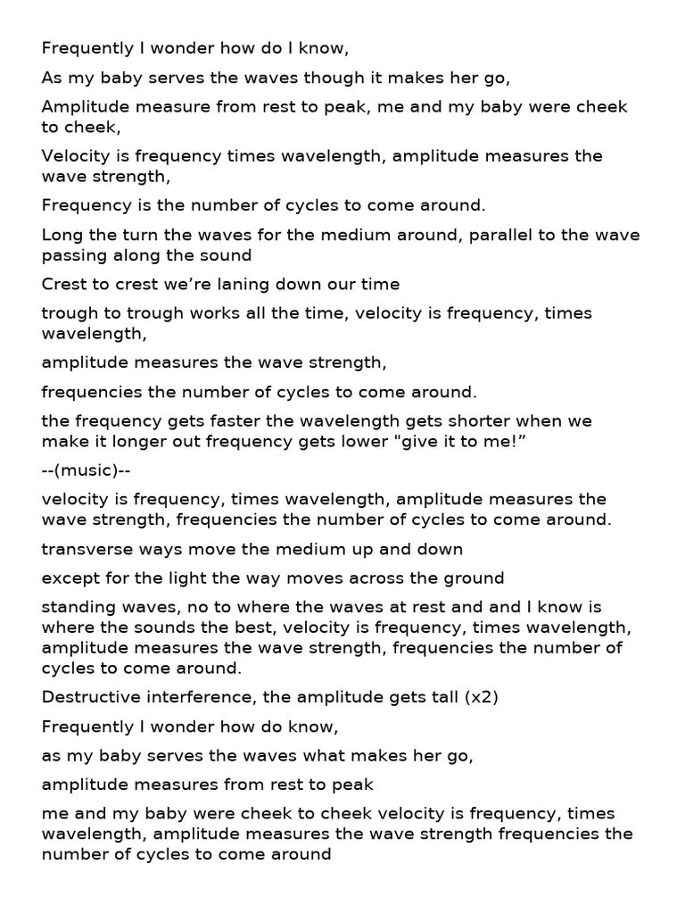 Wave and Sound Physics Song Lyrics | PDF