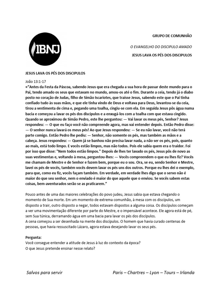 O Evangelho Do Discípulo Amado - Jesus Ava Os Pés Dos Discipulos | PDF ...