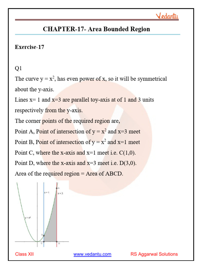RS Aggarwal Class 12 Solutions Chapter-17 Area of Bounded Regions | PDF ...