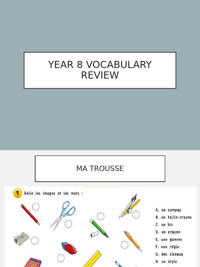 Vocabulaire de la 8ème année | PDF | Études des langues étrangères
