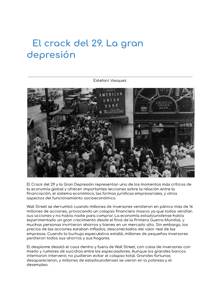 El Crack del 29. La gran depresión (2) (1) | PDF | Gran depresion ...