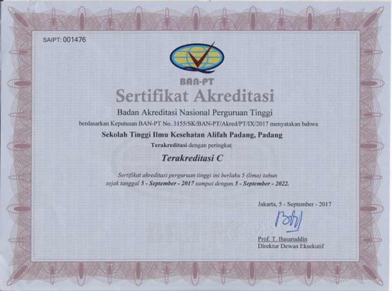 Sertifikat Akreditasi Institusi Stikes 2017-2022 - 2 | PDF