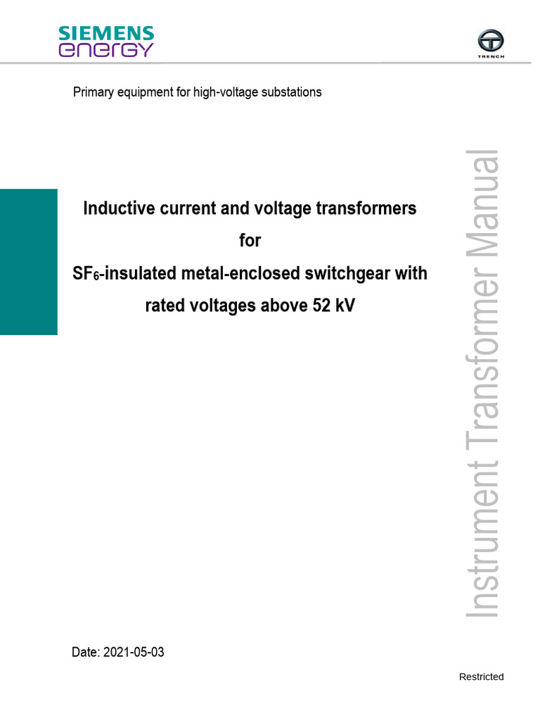 Instrument - Transformer - Manual | PDF | Transformer | Electric Power