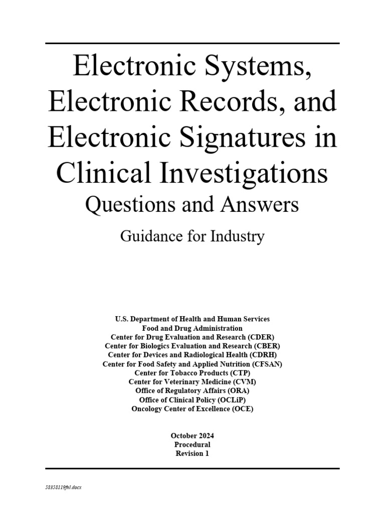 FDA Electronic Systems Electronic Records N Eletronic Signatures in ...