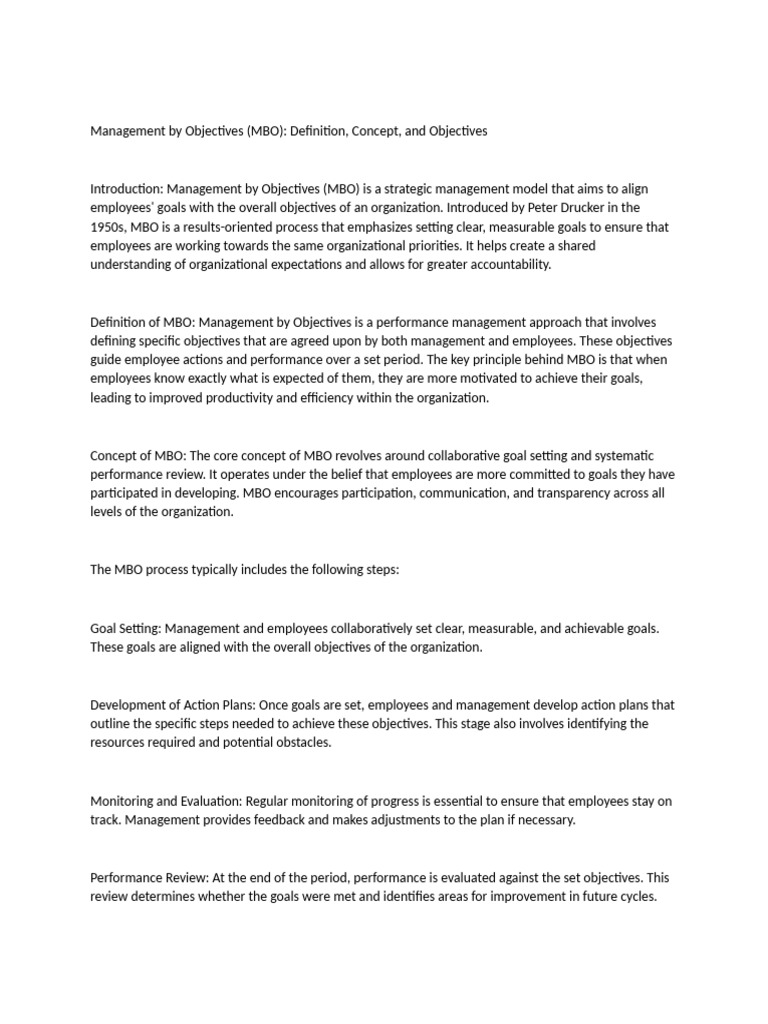 Management by Objectives (MBO) Definition, Concept, And Objectives ...