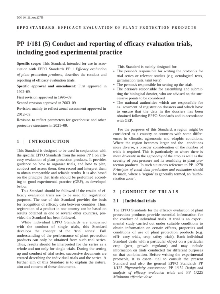 EPPO Bulletin - 2021 - PP 1 181 5 Conduct and Reporting of Efficacy Evaluation Trials Including ...