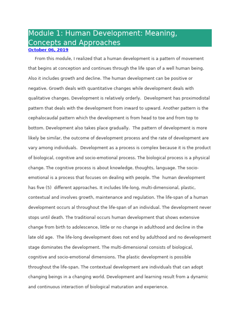 Human Development Module1 Meaning, Concepts & Approaches | PDF Human Development Module1 Meaning, Concepts & Approaches | PDF