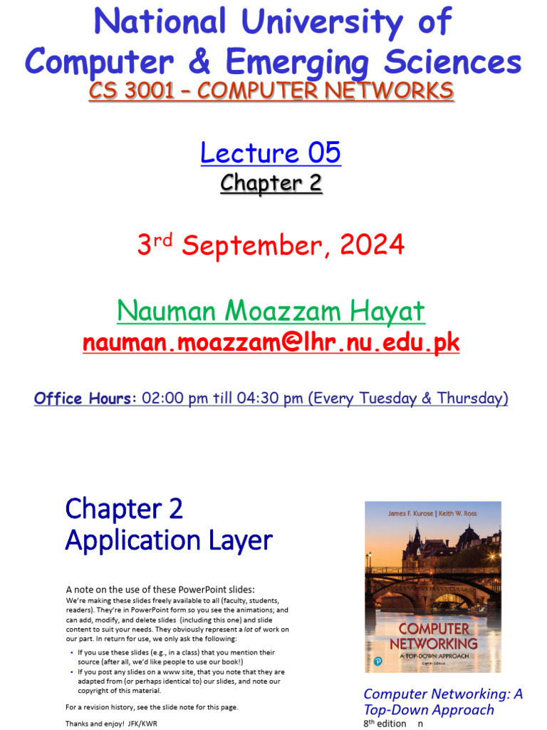 Lecture_05 - Chapter 2_03 Sep 2024 | PDF | Port (Computer Networking) | World Wide Web