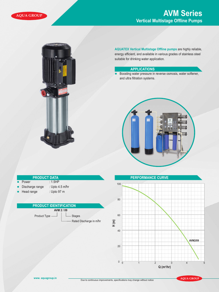 AVM Series Vertical Multistage Pumps | PDF | Pump | Mechanical Engineering