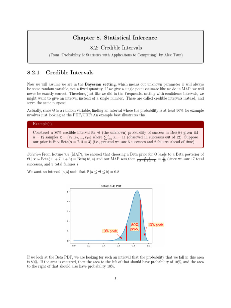 Chapter 8. Statistical Inference: 8.2: Credible Intervals | PDF | Probability Distribution ...