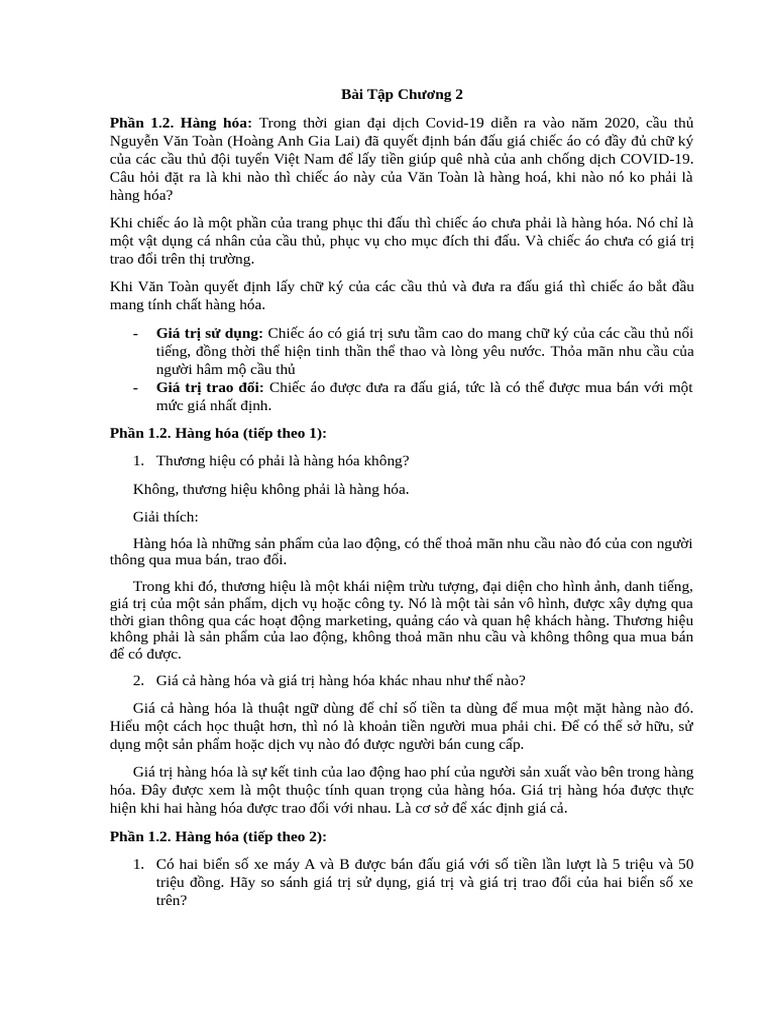 Bài Tập Chương 2 - KTCT | PDF