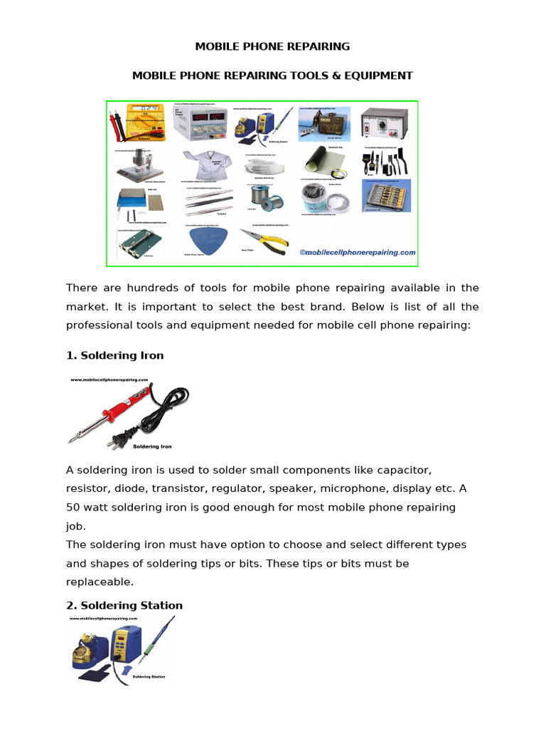 Essential Mobile Repair Tools List | PDF | Printed Circuit Board ...