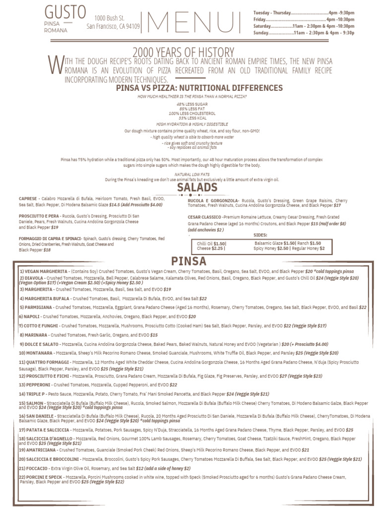 Gusto+Menu | PDF | Wine | Mozzarella
