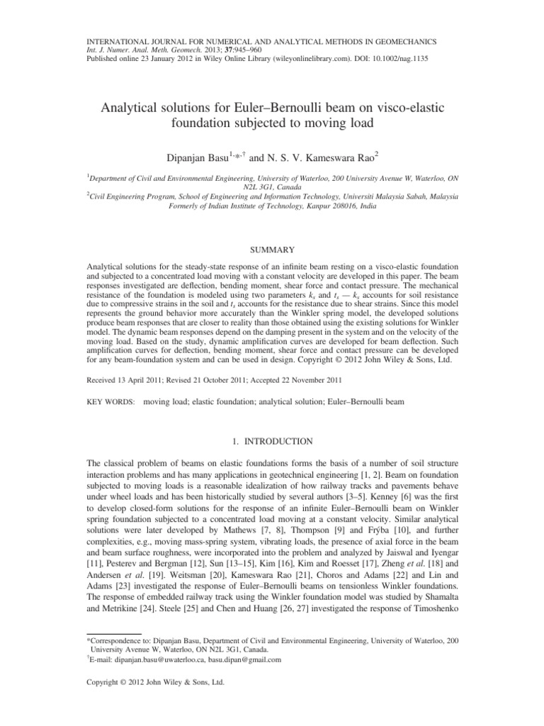 Basu and Kameshwar rao_ Analytical solutions for Euler Bernoulli beam ... Basu and Kameshwar rao_ Analytical solutions for Euler Bernoulli beam ...