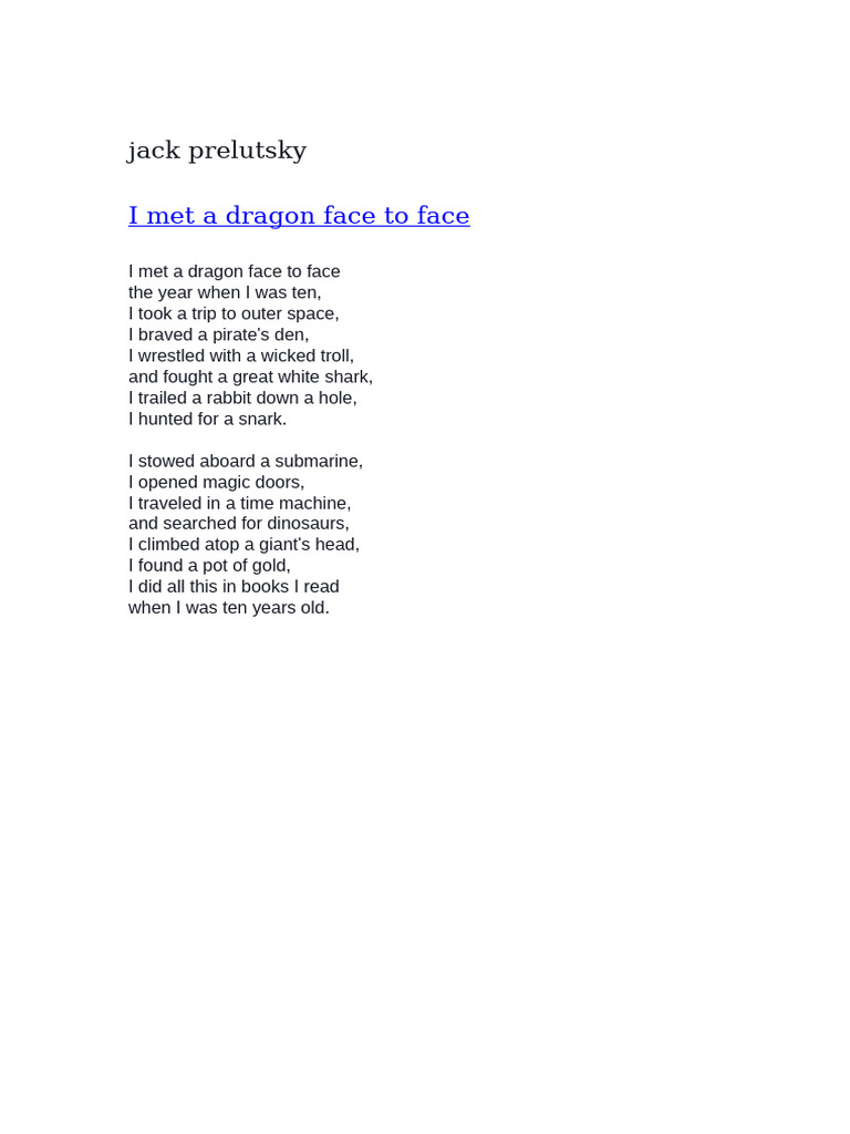 Jack Prelutsky's Fun Poems for Kids | PDF | Pizza | Foods