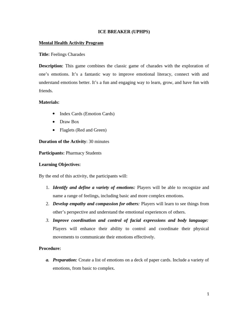 Feeling Charades | PDF | Emotions | Body Language