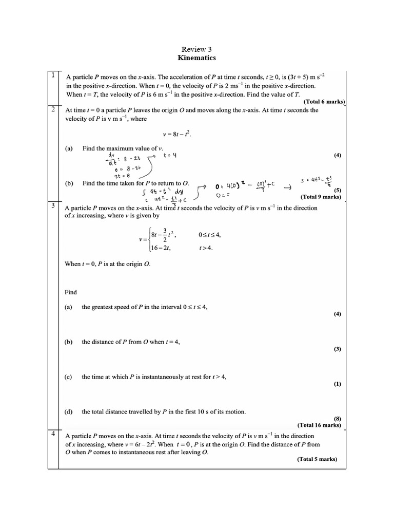 Review 3 Kinematics | PDF | Teaching Methods & Materials
