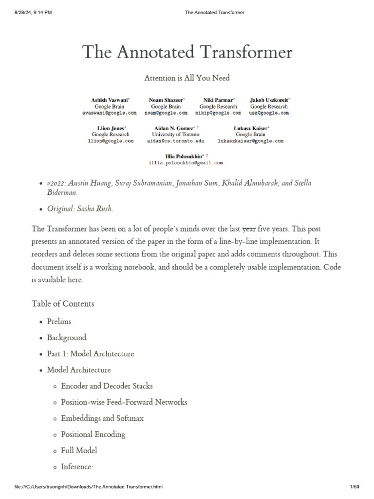 The Annotated Transformer | PDF | Applied Mathematics The Annotated Transformer | PDF | Applied Mathematics