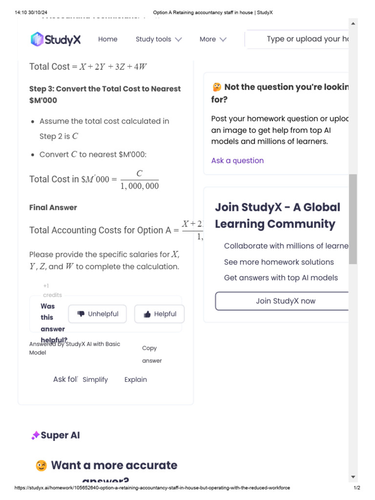 Option A Retaining Accountancy Staff in House - StudyX | PDF | Career & Growth | Teaching ...