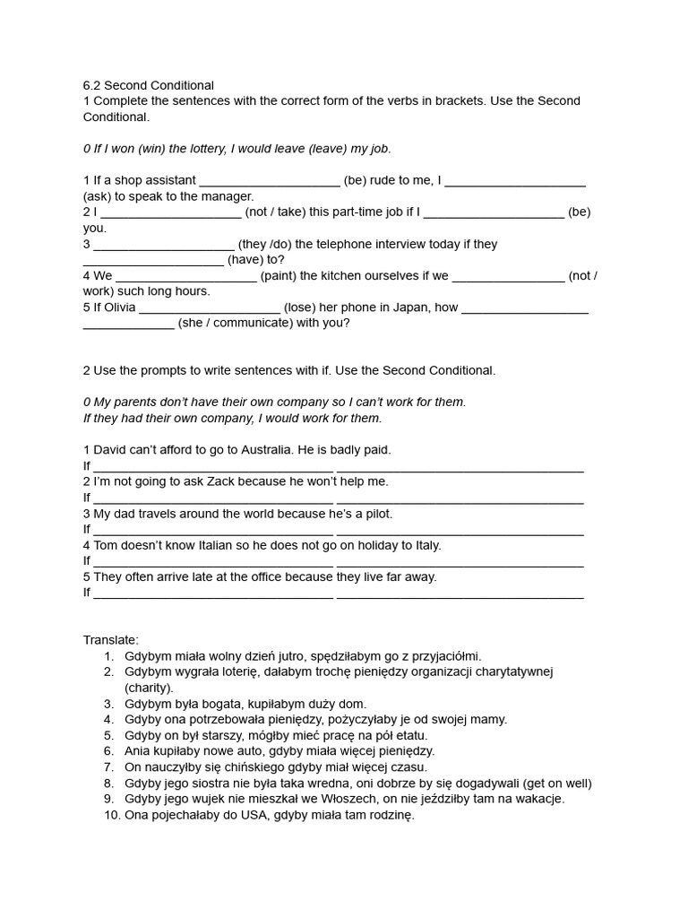 2 Tryb Warunkowy Ćwiczenia | PDF