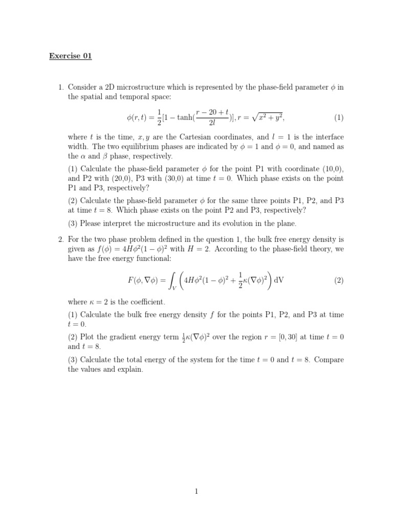 Exercise 01 Phasefield | PDF