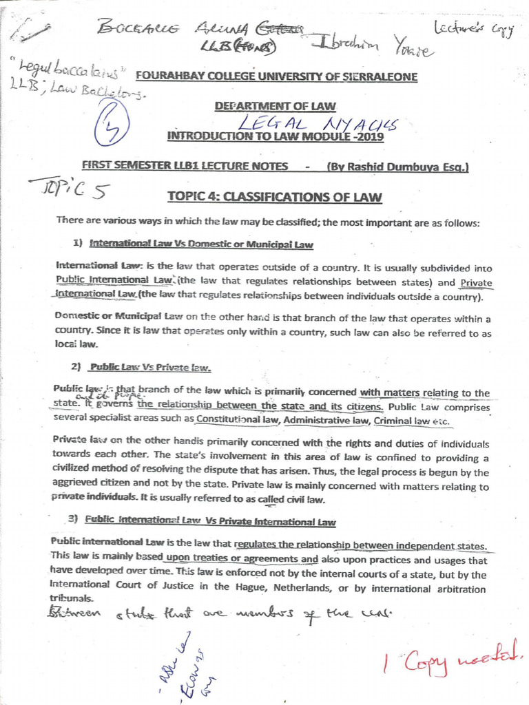 Classification of Law | PDF