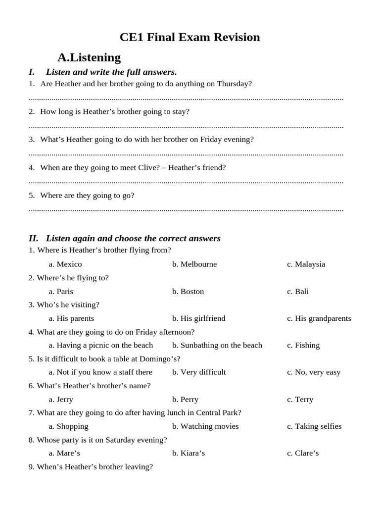 CE1 Final Exam Revision (Code-02) | PDF