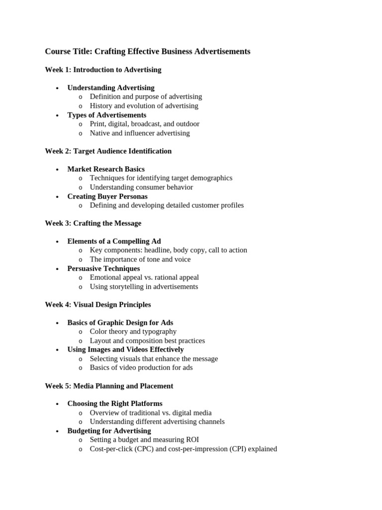 Course Title Crafting Effective Business Advertisements | PDF ...