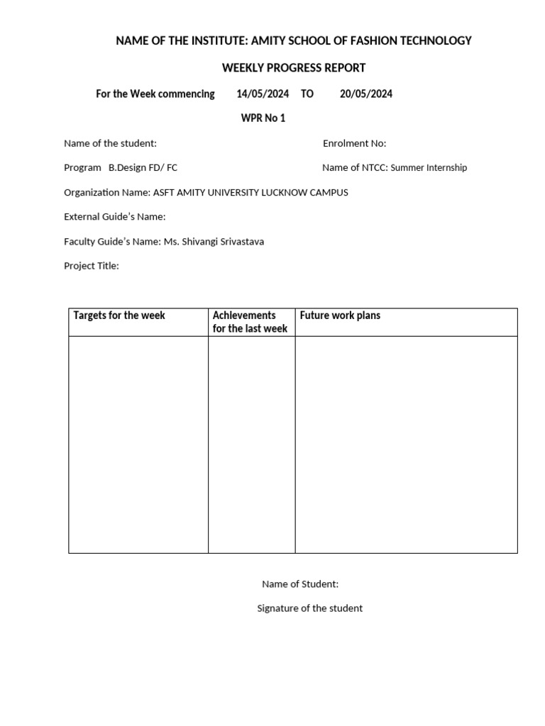 Sample NTCC WPR | PDF