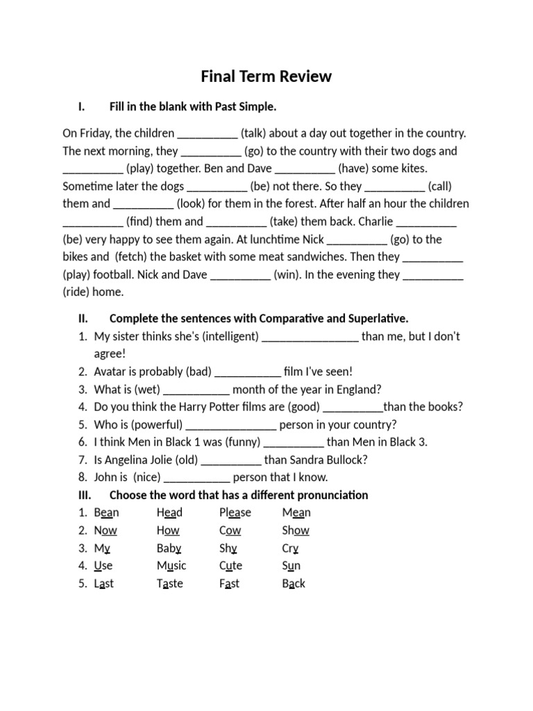 Final Term Review (Extra) | PDF | Language Arts & Discipline