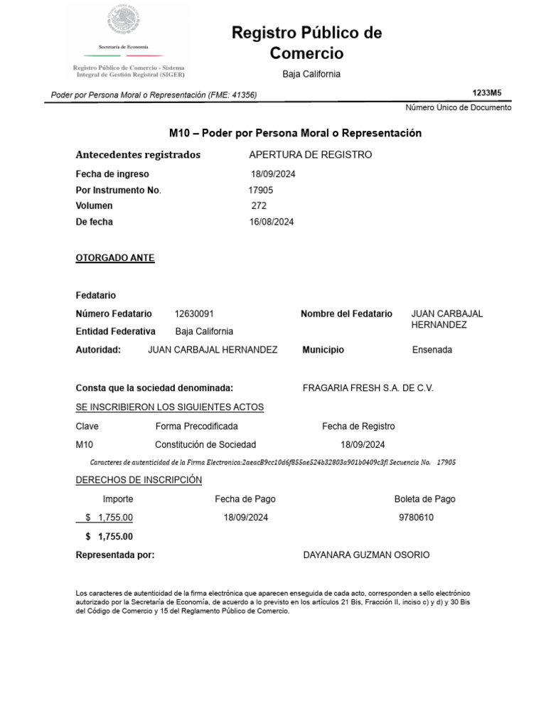 Registro Publico de Comercio Fragaria | PDF
