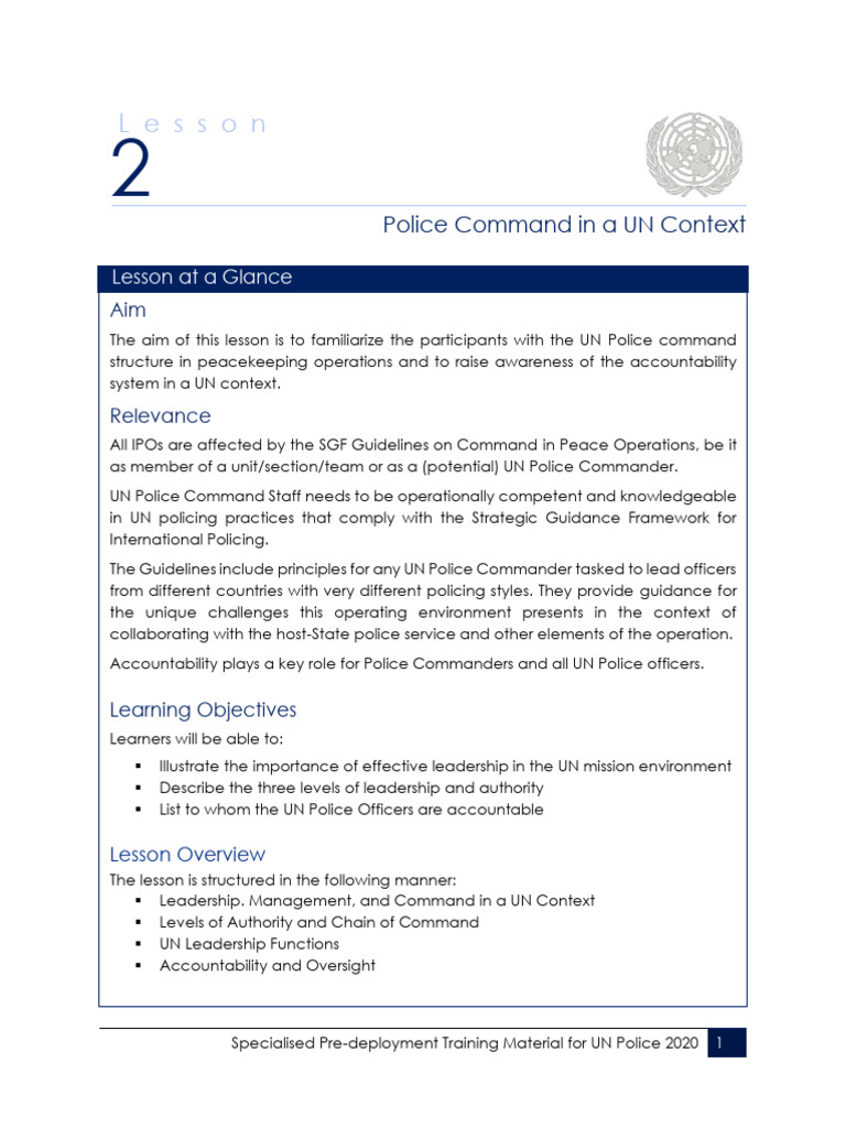 UN Police Command Training Overview | PDF | Peacekeeping | United Nations