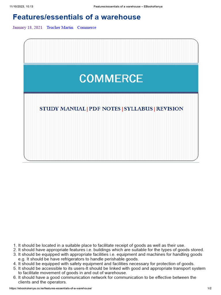 Essential Features of a Warehouse | PDF