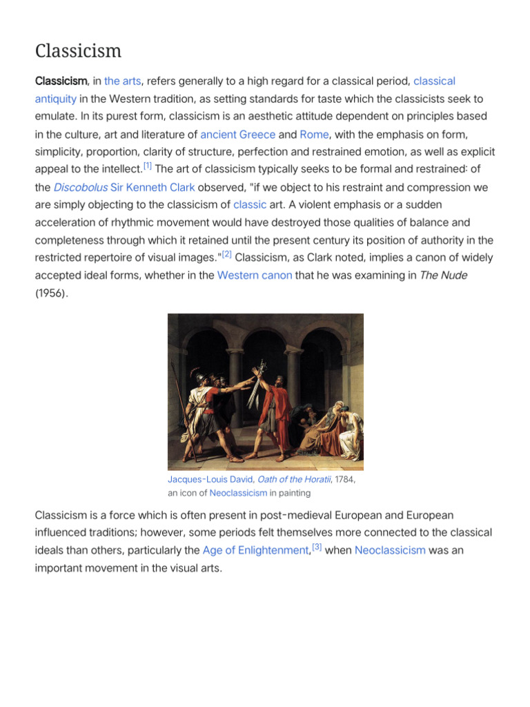 Classicism - Wikipedia | PDF | Classicism | The Arts