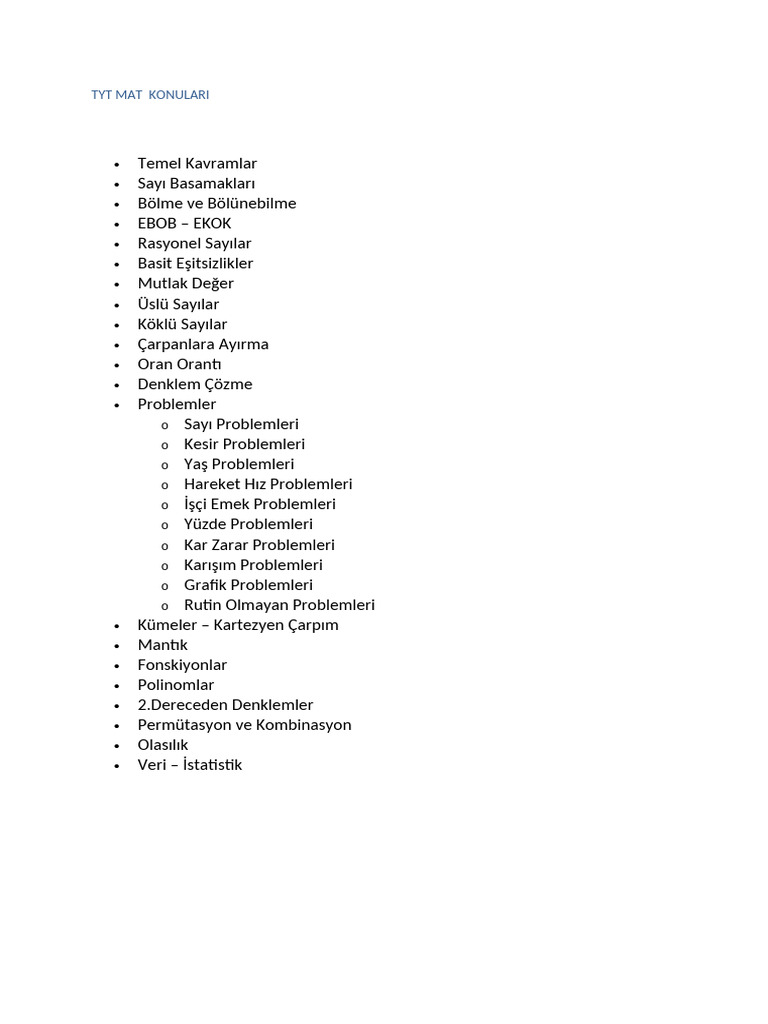 Konular Tyt Ayyt | PDF