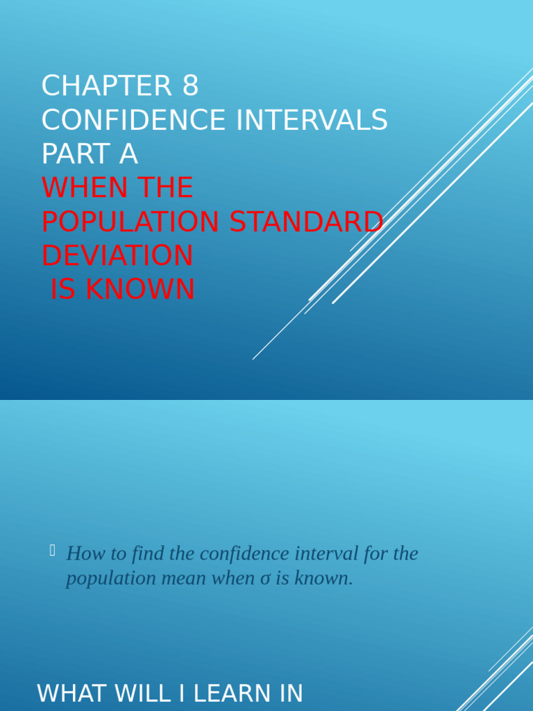 Notes CH 8 Part A Confidence Intervals | PDF | Estimator | Confidence ...
