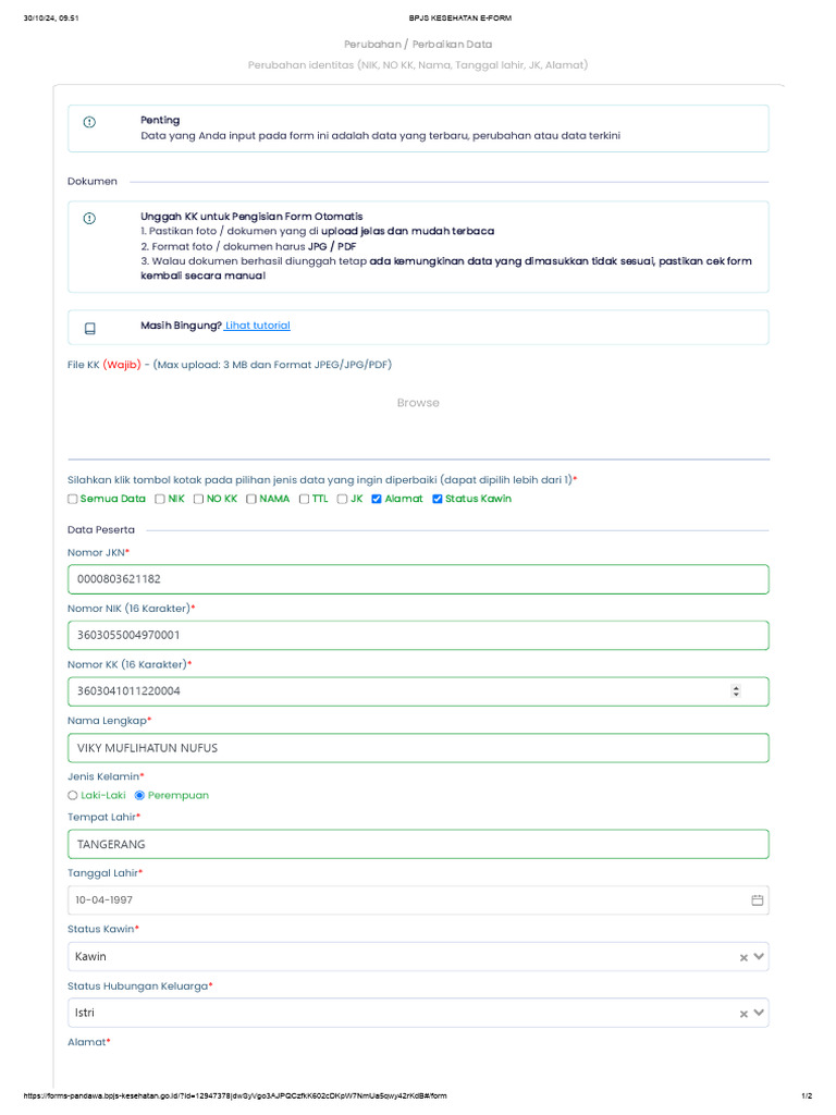 BPJS Kesehatan E-Form | PDF