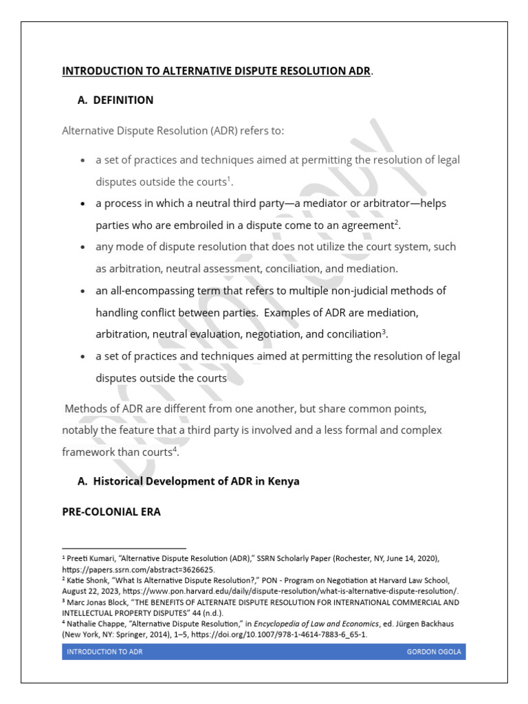 Introduction To Adr | PDF | Alternative Dispute Resolution | Mediation