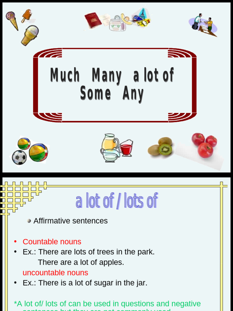 A Lot of Some Any Much Many Grammar Guides Oneonone Activities - 27832 ...