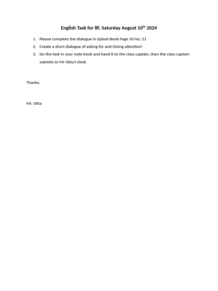 English Task For 8F | PDF | Language Arts & Discipline | Foreign ...