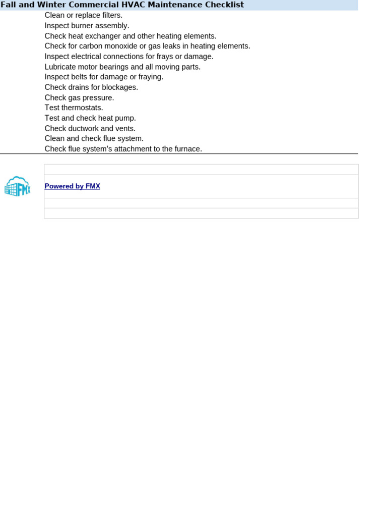 Fall/Winter HVAC Maintenance Checklist | PDF