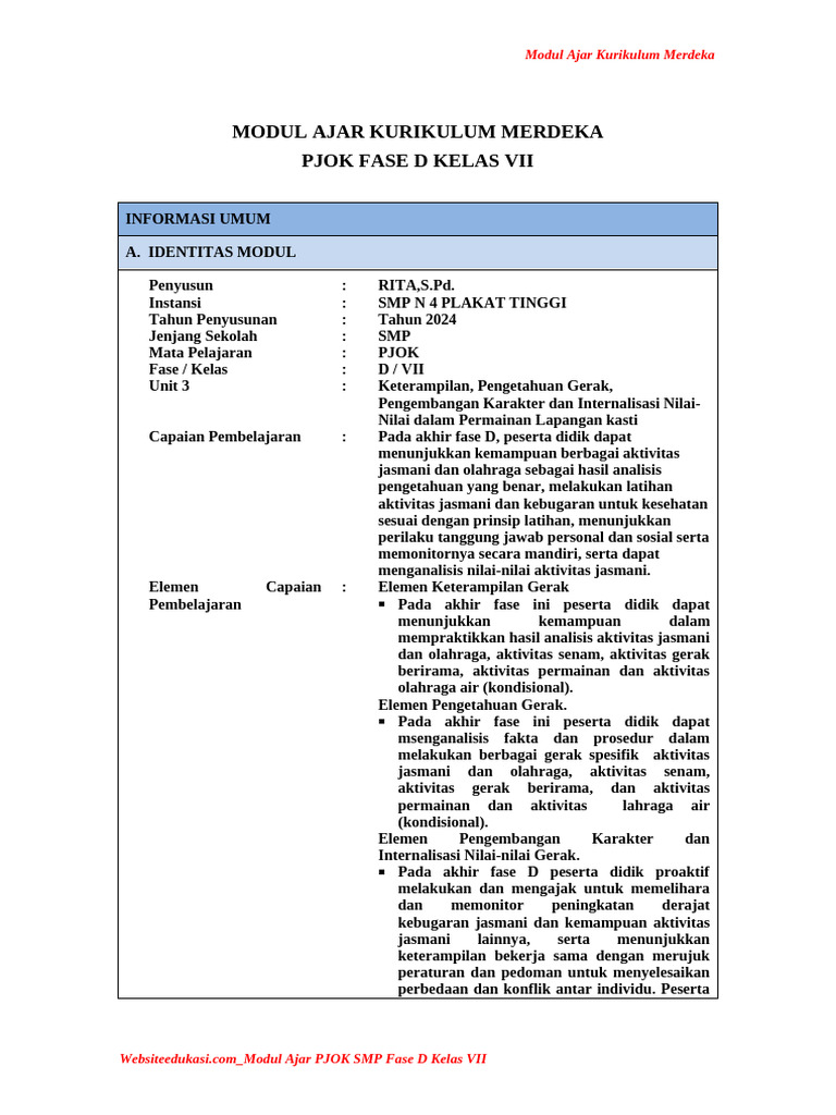 Modul Ajar Unit 3 Kasti Editan | PDF
