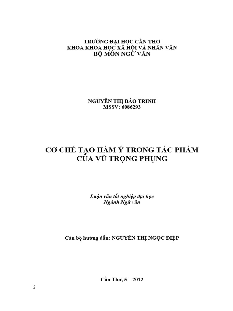 Xemtailieu Co Che Tao Ham y Trong Tac Pham Cua Vu Trong Phung 2 | PDF
