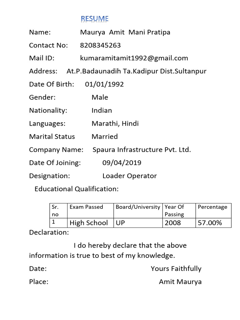 Amit Maurya Resume | PDF Amit Maurya Resume | PDF