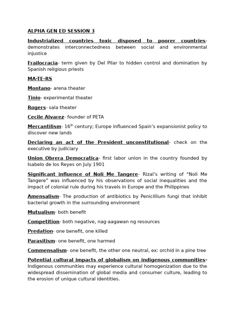 Alpha Gen Ed Session 3 | PDF